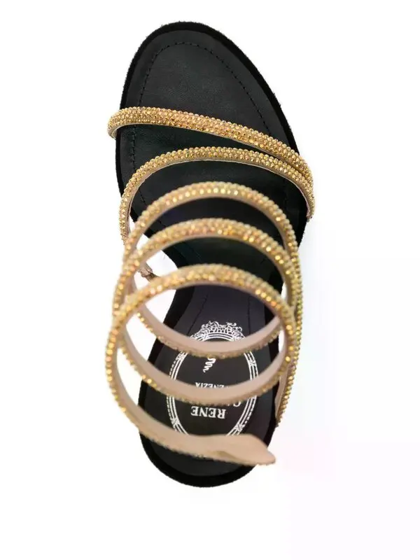 Rene Caovilla 110mm Crystal-embellished Spiral Sandals - Black
