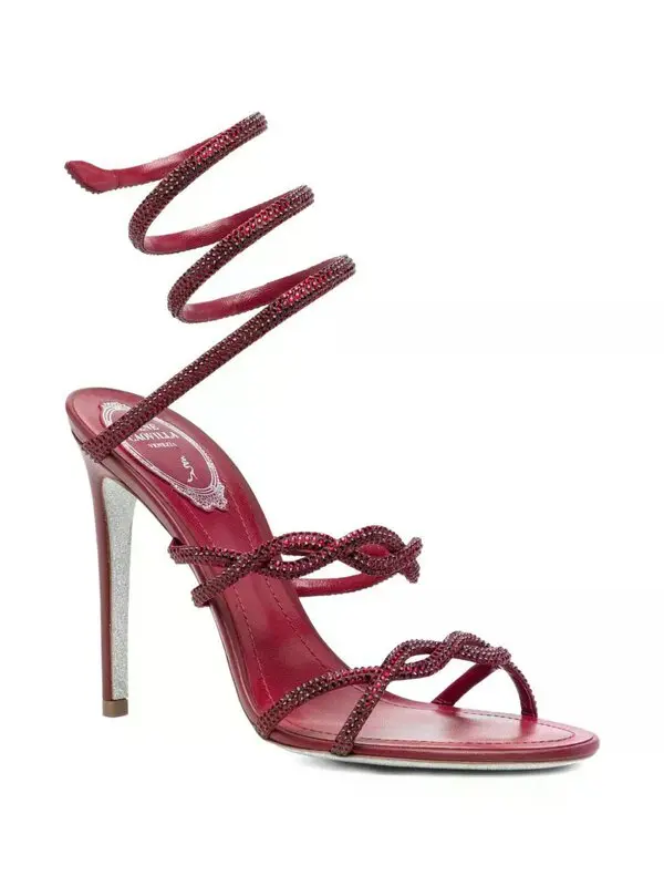 Rene Caovilla 110mm Spiral-Embellished Knot Sandals Red