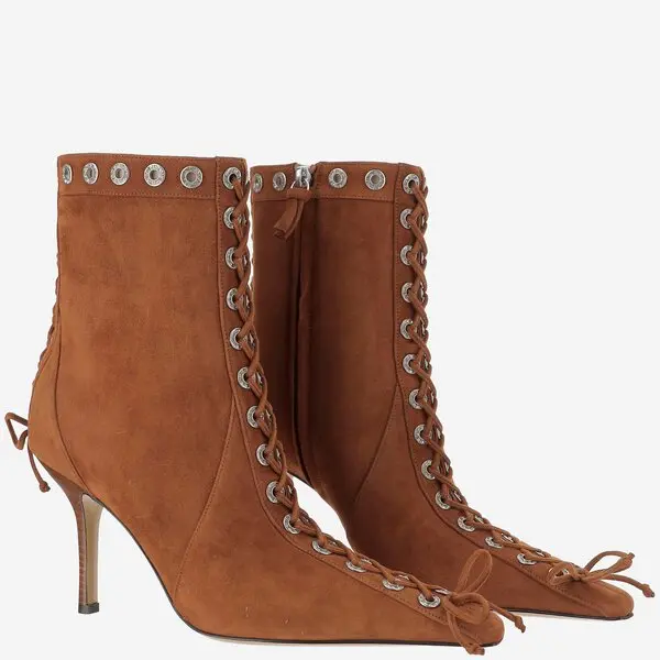 Mach & Mach Leather Ankle Boots With Studs