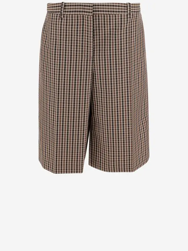 JIL SANDER Wool Plaid Short Pants - Red