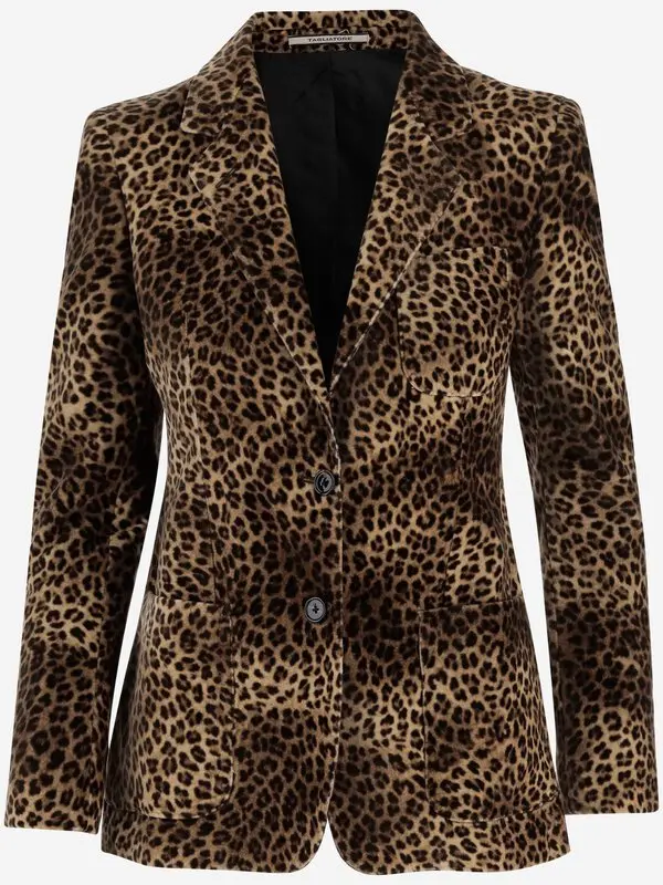 Tagliatore Leopard Print Cupro Jacket