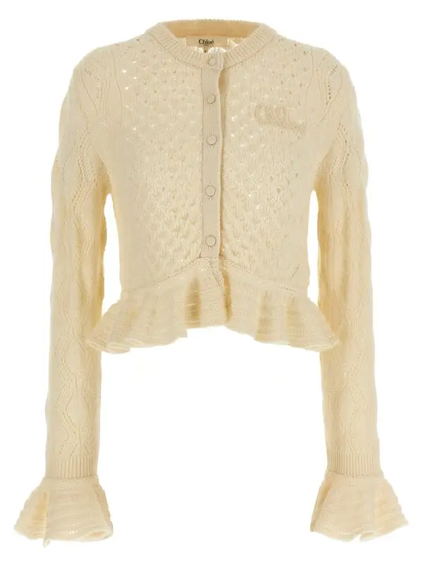 Chloé Pointelle Cardigan - White