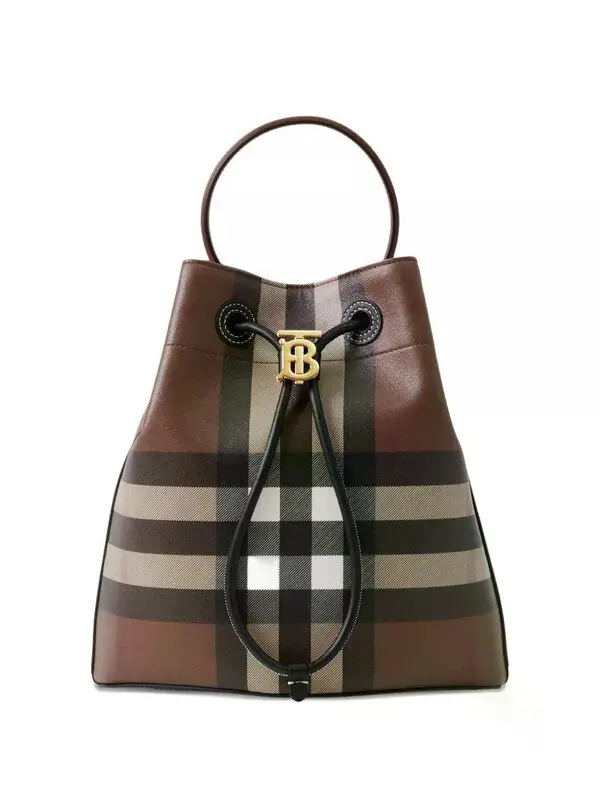 Burberry Checked Bucket Bag - Brown
