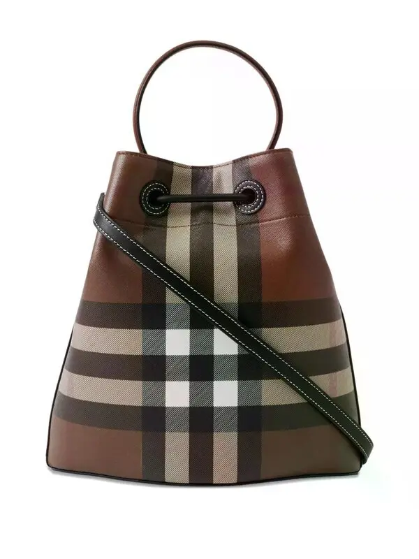 Burberry Checked Bucket Bag - Brown