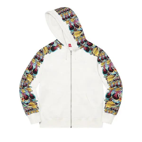 Supreme Skulls Zip Up Hoodie - White