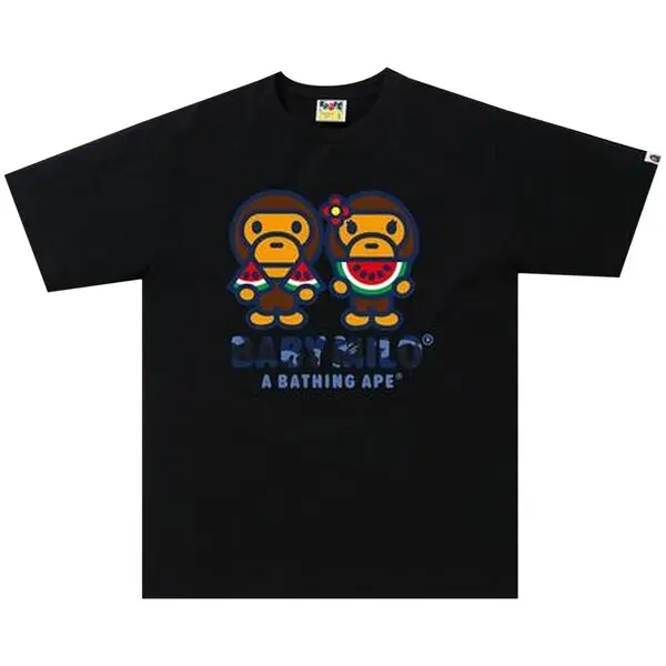 A BATHING APE Color Camo Milo Watermelon Summer Tee - Black