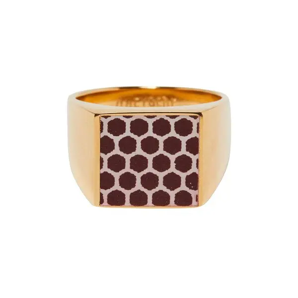 D'HEYGERE Square Match Striker Signet Ring - Gold