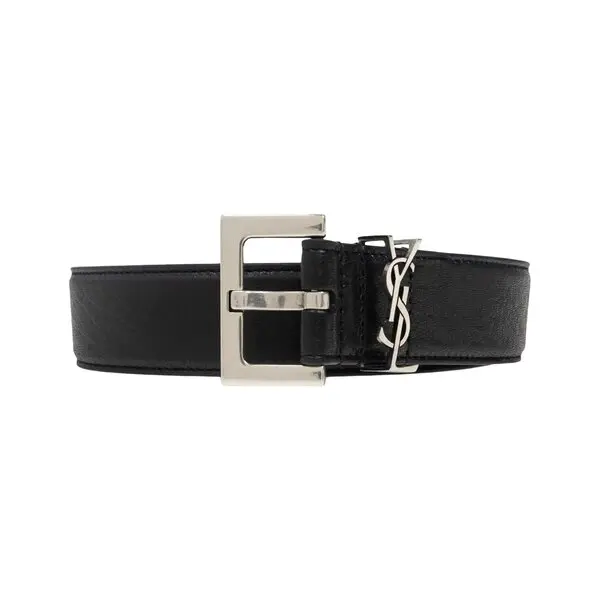 Saint Laurent Cassandra Logo Buckle Leather Belt - Tan