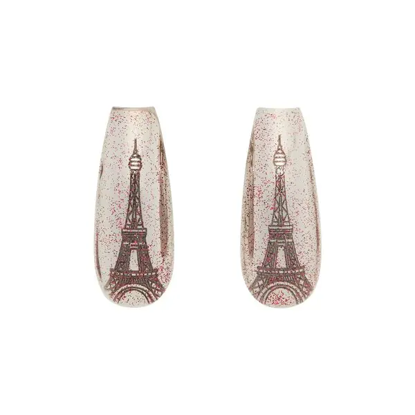 D'HEYGERE Glitter Nail Earrings - Silver