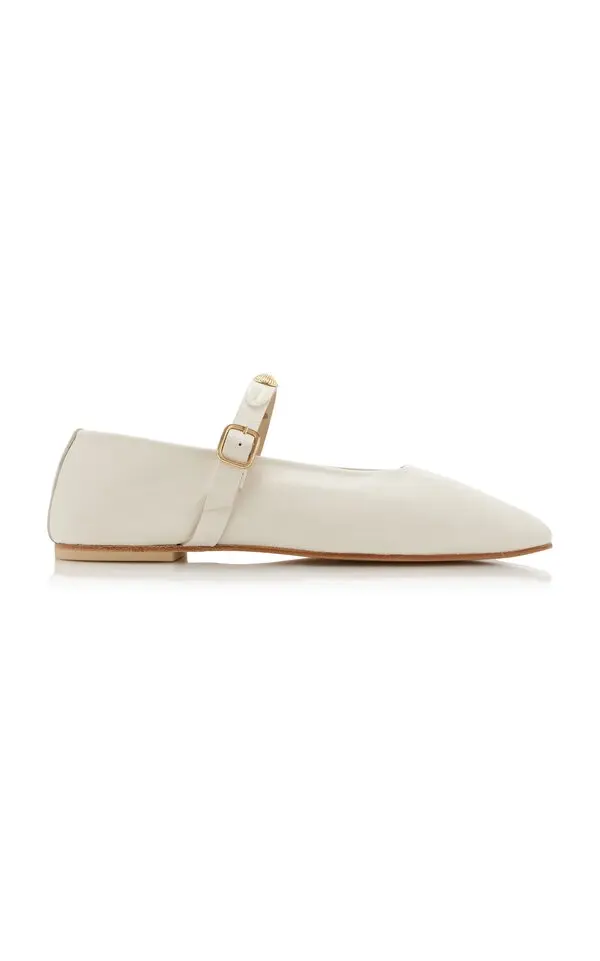 Freda Salvador Jane Embellished Leather Ballet Flats - Ivory