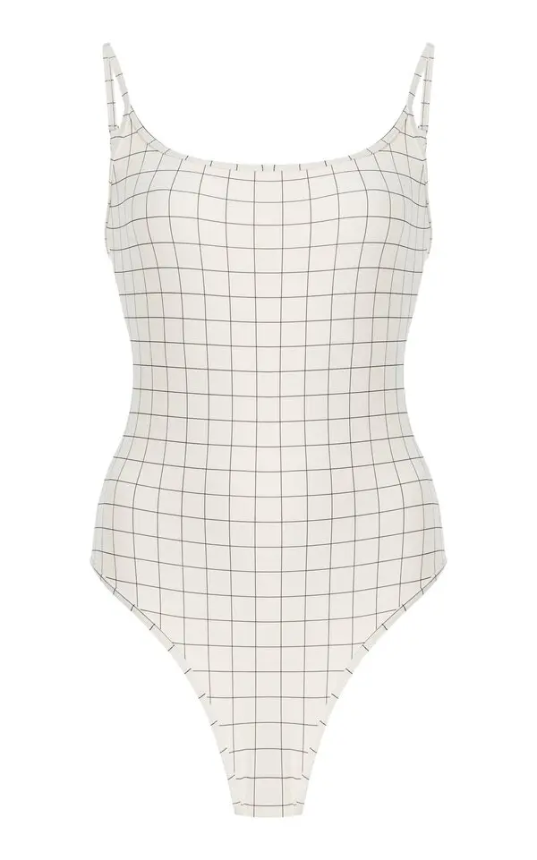 TOTÊME Windowpane One-piece Swimsuit - White