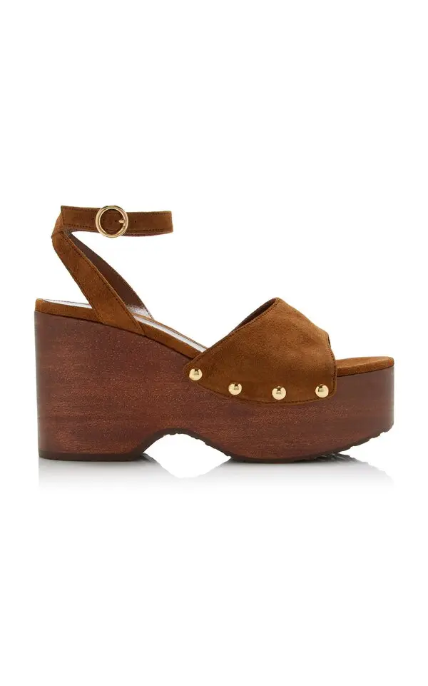 GIANVITO ROSSI Suede Platform Sandals - Tan