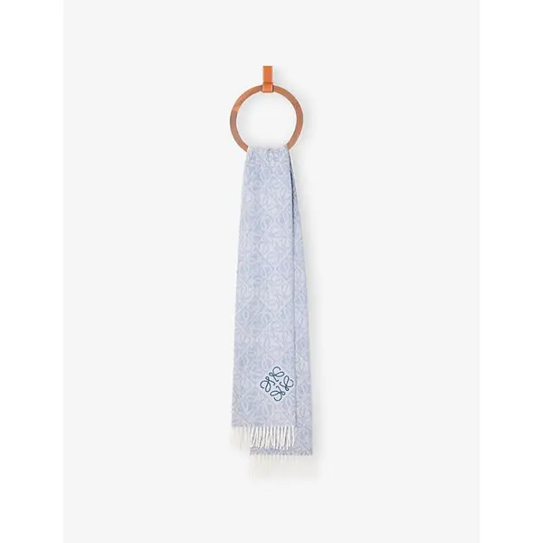 Loewe Anagram-pattern Wool And Cashmere-blend Scarf