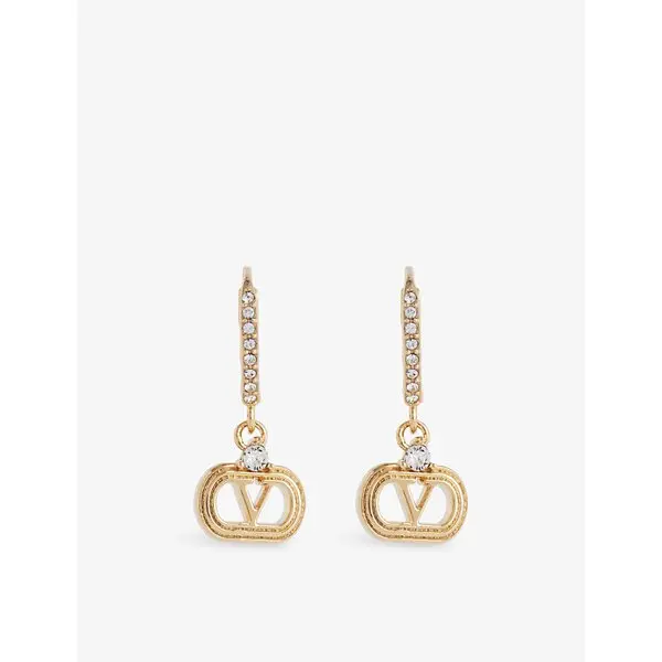 Valentino Garavani Ovalette Crystal-embellished Drop Earrings - Oro/crystal