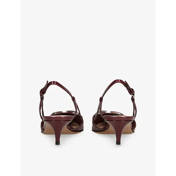 Valentino Garavani Vlogo Signature 40 Patent-leather Slingback Courts - Wine