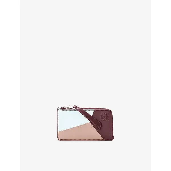 Loewe Puzzle Coin Leather Card Holder - Frozen/dark Burgundy