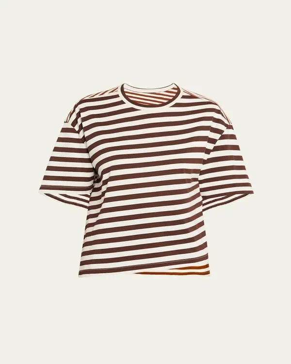Monse Striped Short-Sleeve Twisted T-Shirt Umber Editorialist