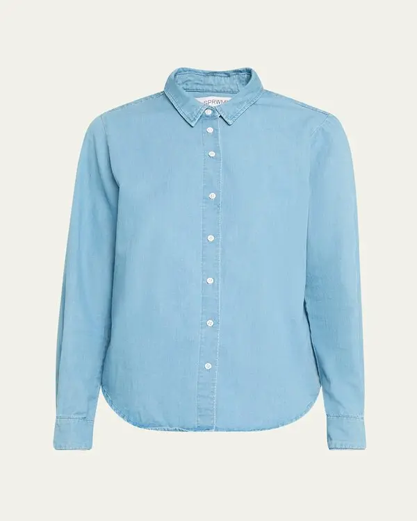 Sprwmn Chambray Fitted Button-front Shirt