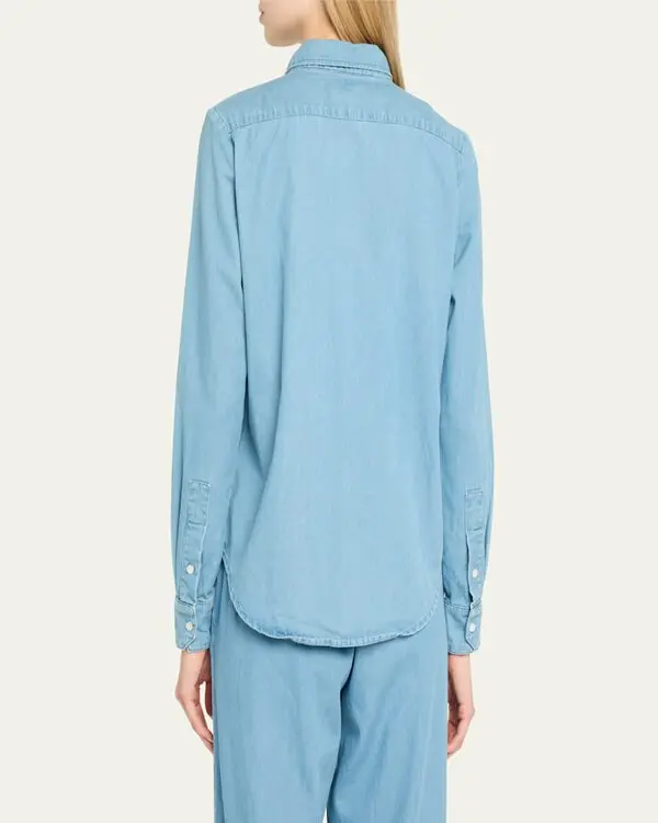 Sprwmn Chambray Fitted Button-front Shirt