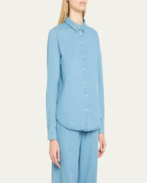 Sprwmn Chambray Fitted Button-front Shirt