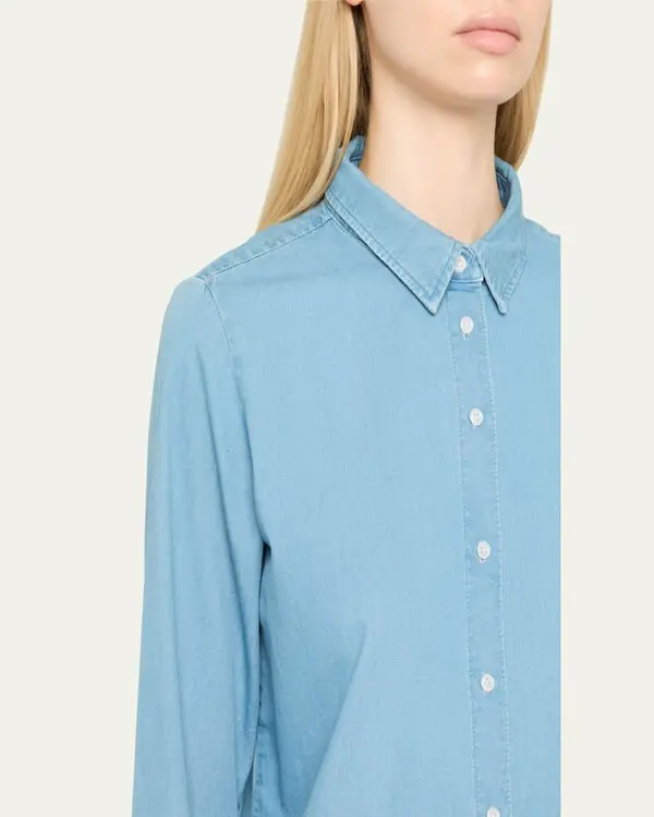Sprwmn Chambray Fitted Button-front Shirt