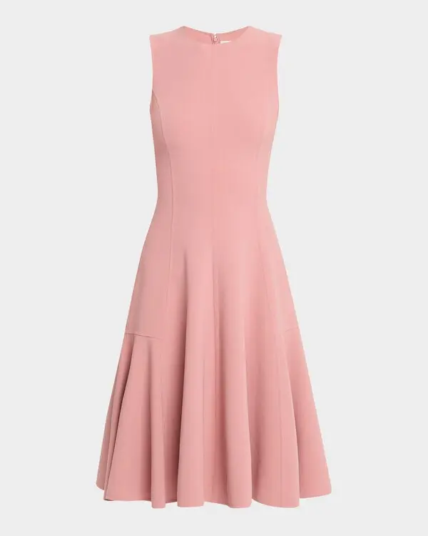 Michael Kors Sleeveless Flare Wool Crepe Dress Rosette