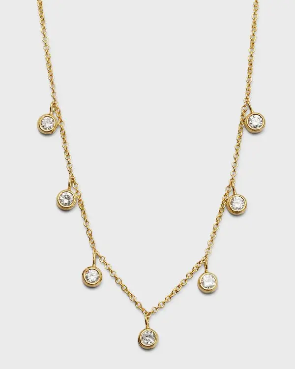 JENNIFER MEYER Mini 7-bezel Dangle Necklace - Gold