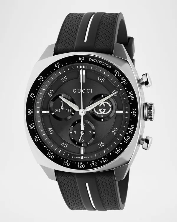 Gucci Interlocking 41mm Stainless Steel Chronograph Strap Watch - Black