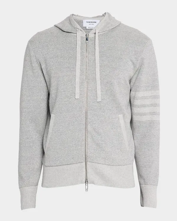 Thom Browne Cotton 4-bar Stripe Full-zip Hoodie - Tonal Grey