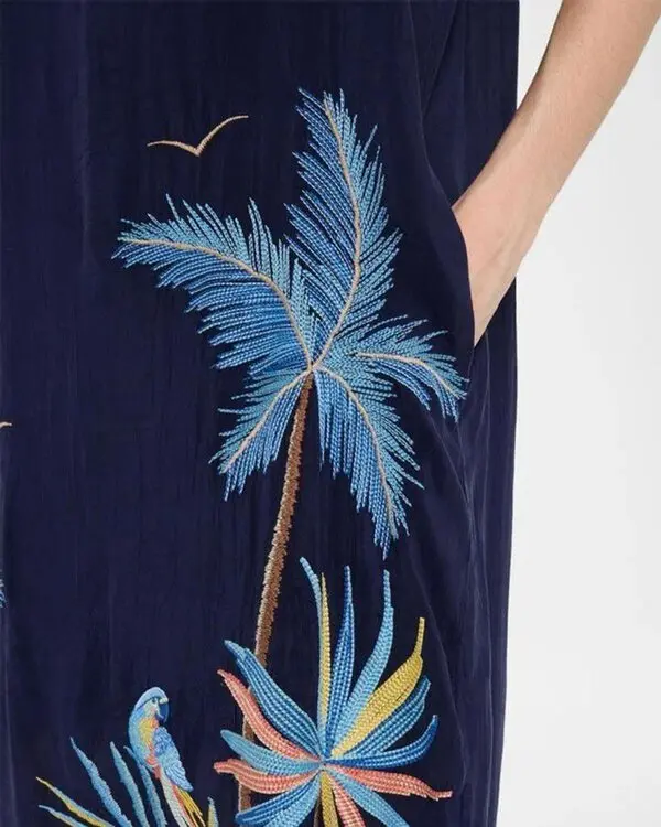 Johnny Was Palm Beach Embroidered Midi Shift Dress