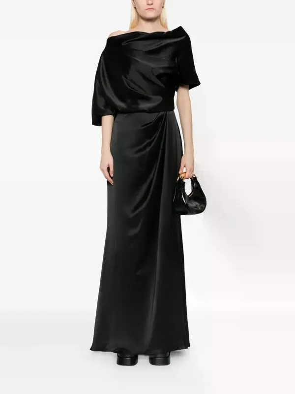 Amsale Satin Off-shoulder Gown
