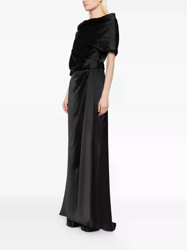 Amsale Satin Off-shoulder Gown