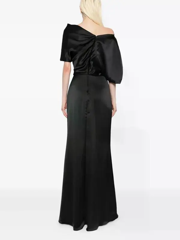 Amsale Satin Off-shoulder Gown