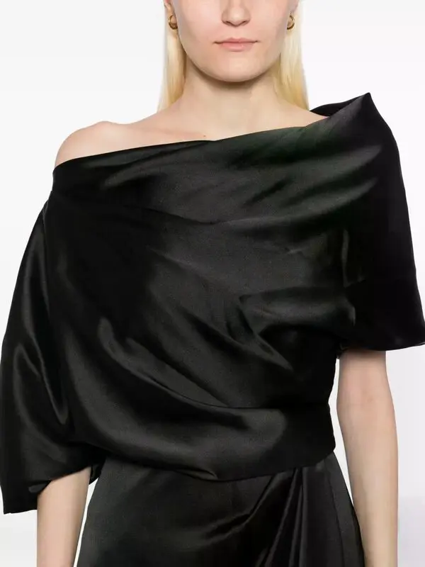 Amsale Satin Off-shoulder Gown