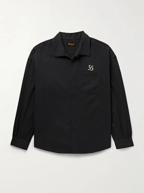 Visvim Palmer Convertible-collar Embroidered Cotton-twill Shirt - Blue