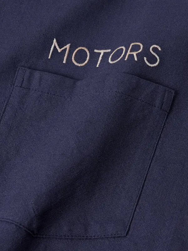 Visvim Crosby Convertible-collar Embroidered Wool And Linen-blend Shirt - Blue
