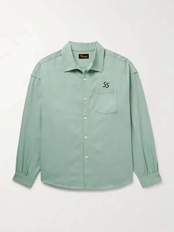 Visvim Palmer Convertible-collar Embroidered Cotton-twill Shirt - Green