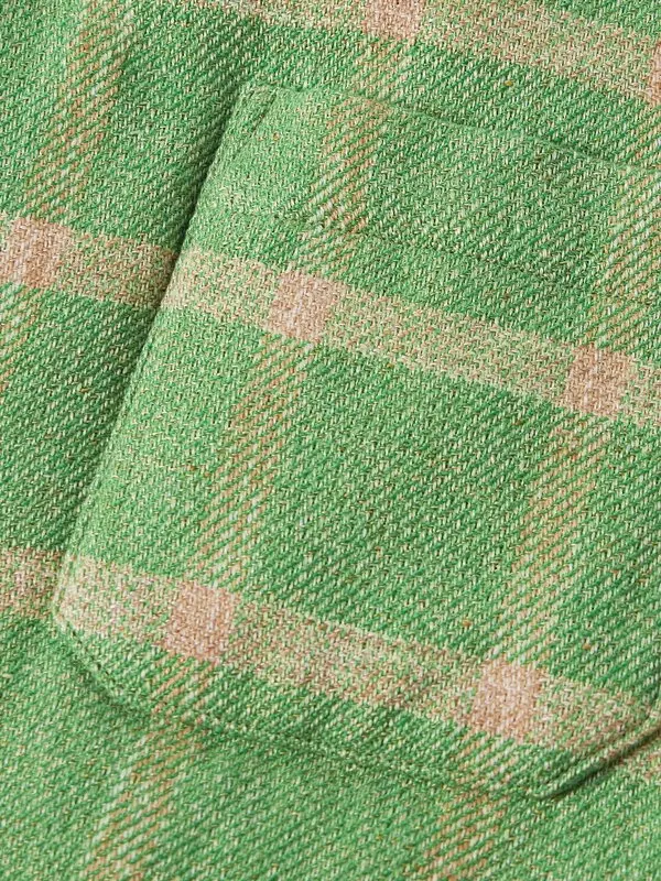 Visvim Keesey Checked Linen And Wool-blend Down Jacket - Green