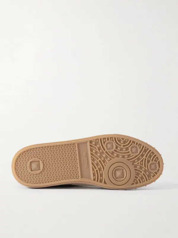 Valentino Garavani Upvillage Leather-trimmed Suede Sneakers - Brown