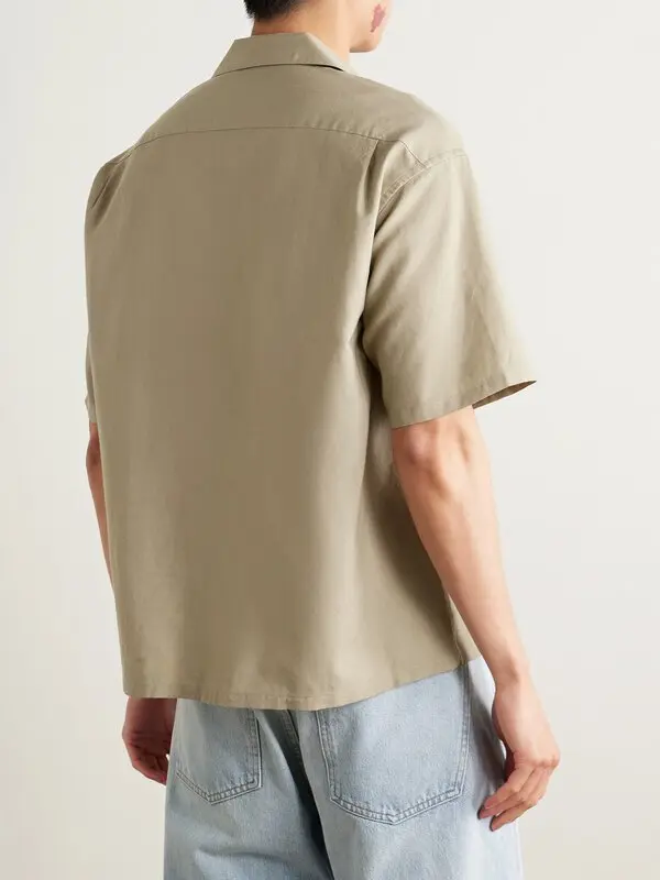 Visvim Crosby Convertible-collar Embroidered Wool And Linen-blend Shirt