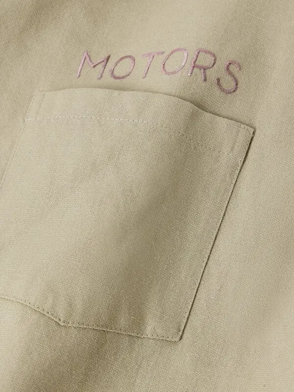 Visvim Crosby Convertible-collar Embroidered Wool And Linen-blend Shirt