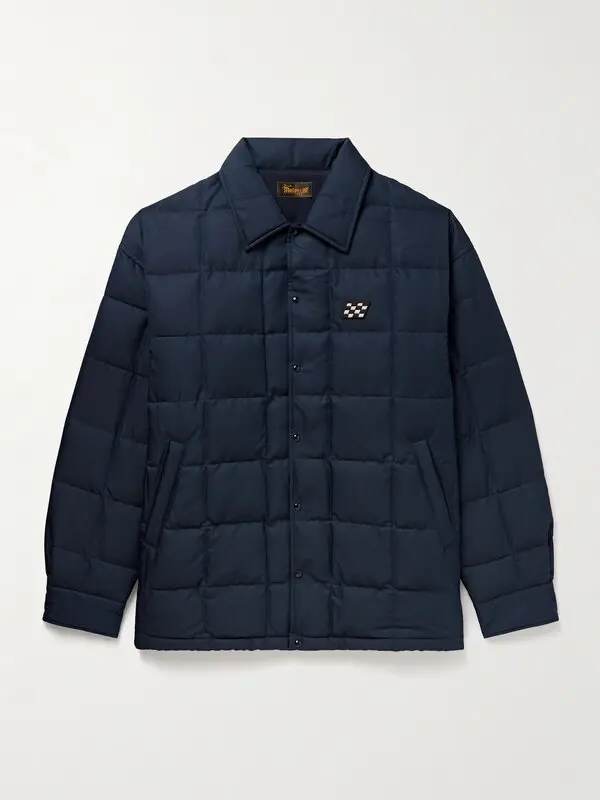 Visvim Coach Appliquéd Quilted Down Jacket - Blue