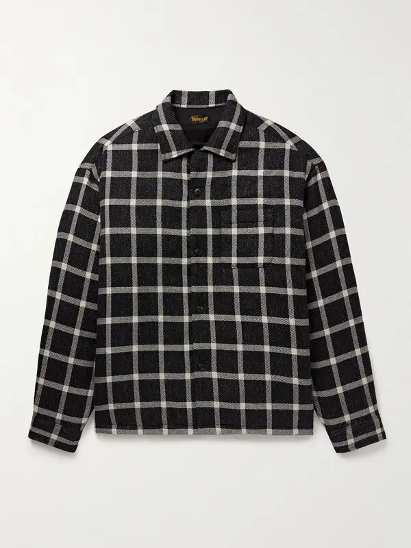 Visvim Keesey Checked Linen And Wool-blend Down Jacket - Black