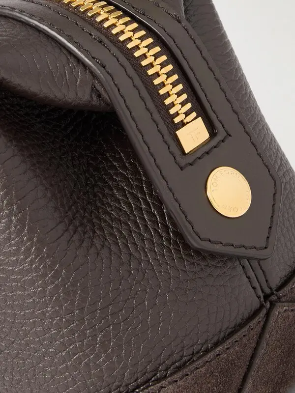 TOM FORD Suede-trimmed Full-grain Leather Wash Bag