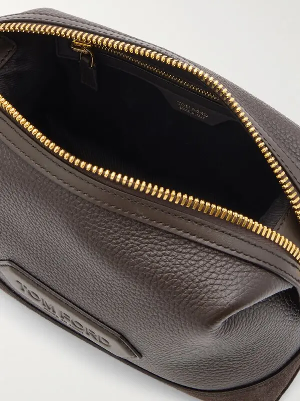 TOM FORD Suede-trimmed Full-grain Leather Wash Bag
