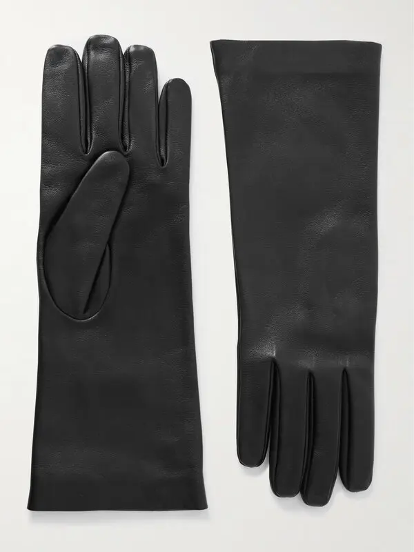 Saint Laurent Leather Gloves - Black