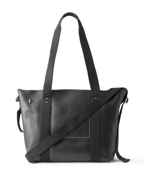 Rick Owens Webbing-trimmed Burnished-leather Weekend Bag - Black