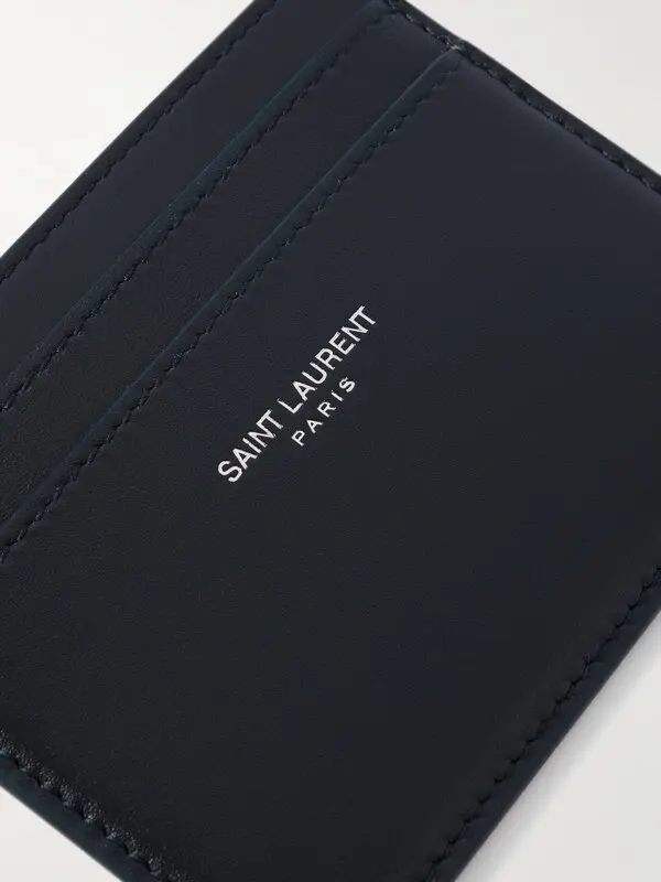 Saint Laurent Logo-print Leather Cardholder - Blue