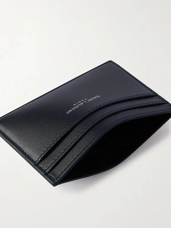 Saint Laurent Logo-print Leather Cardholder - Blue