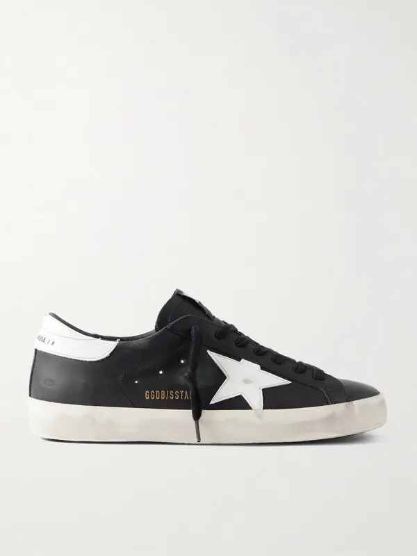 GOLDEN GOOSE Super-star Distressed Leather Sneakers - Black